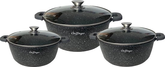 Cheffinger Braadpannen set | 20, 24 & 28cm | Alle warmtebronnen | bol