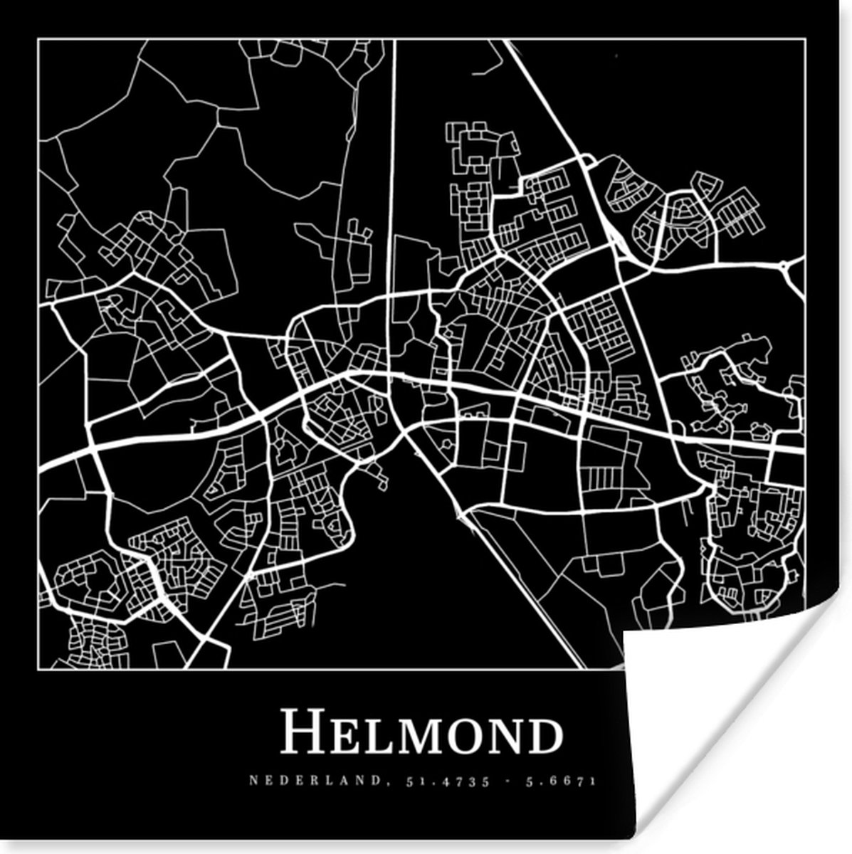 Poster Plattegrond - Helmond - Kaart - Stadskaart - 75x75 cm | bol.com