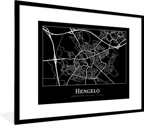 Fotolijst incl. Poster - Hengelo - Stadskaart - Kaart - Plattegrond ...