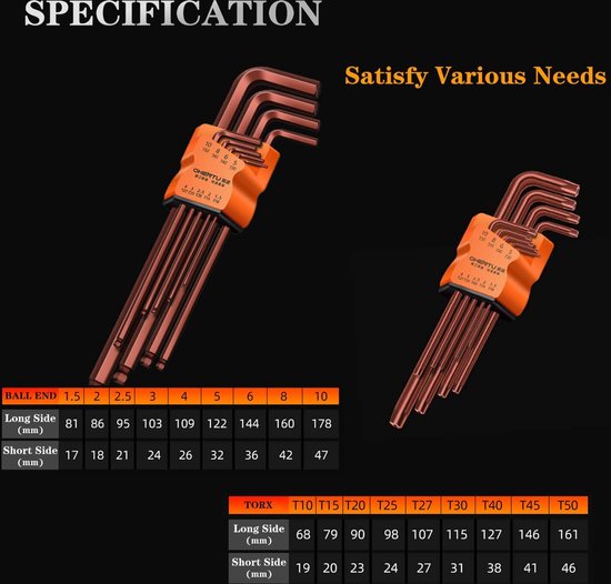Inbussleutelset 18-delig inbussletelset - inbus sleutel - mini ...