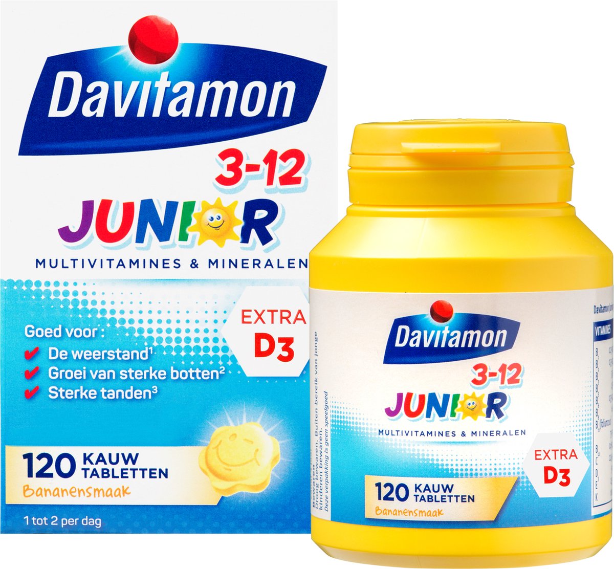 Davitamon Junior 3+ kauwvitamines - multivitamine kinderen - banaan ...
