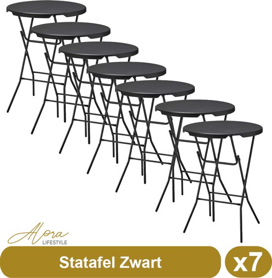 7x Zwarte Statafel – ø80 cm x 110 cm hoog | bol