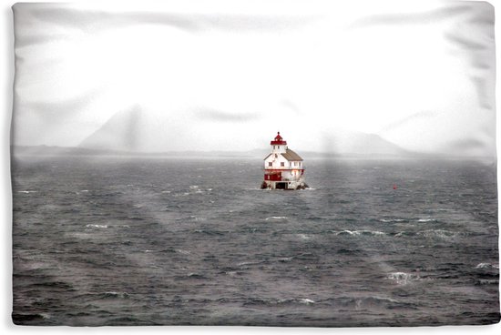 Kussenhoes 60x40 cm - Stabben Lighthouse nabij Noorse kust - Katoen ...