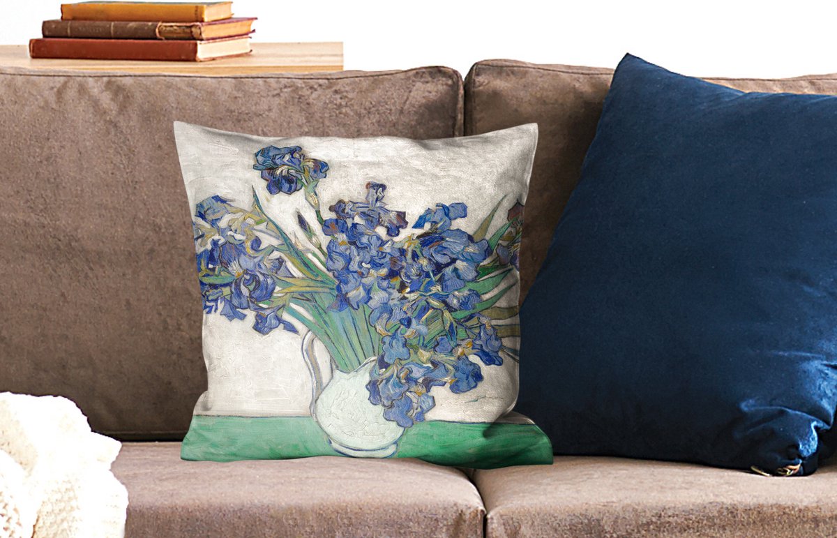 Kussenhoes 45x45 cm - Stilleven van irissen - Schilderij van Vincent van Gogh - Katoen... | bol.com