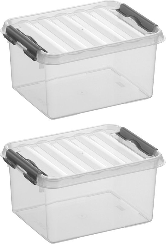 Sunware - Q-line opbergbox 2L - Set van 2 - Transparant/grijs | bol.com