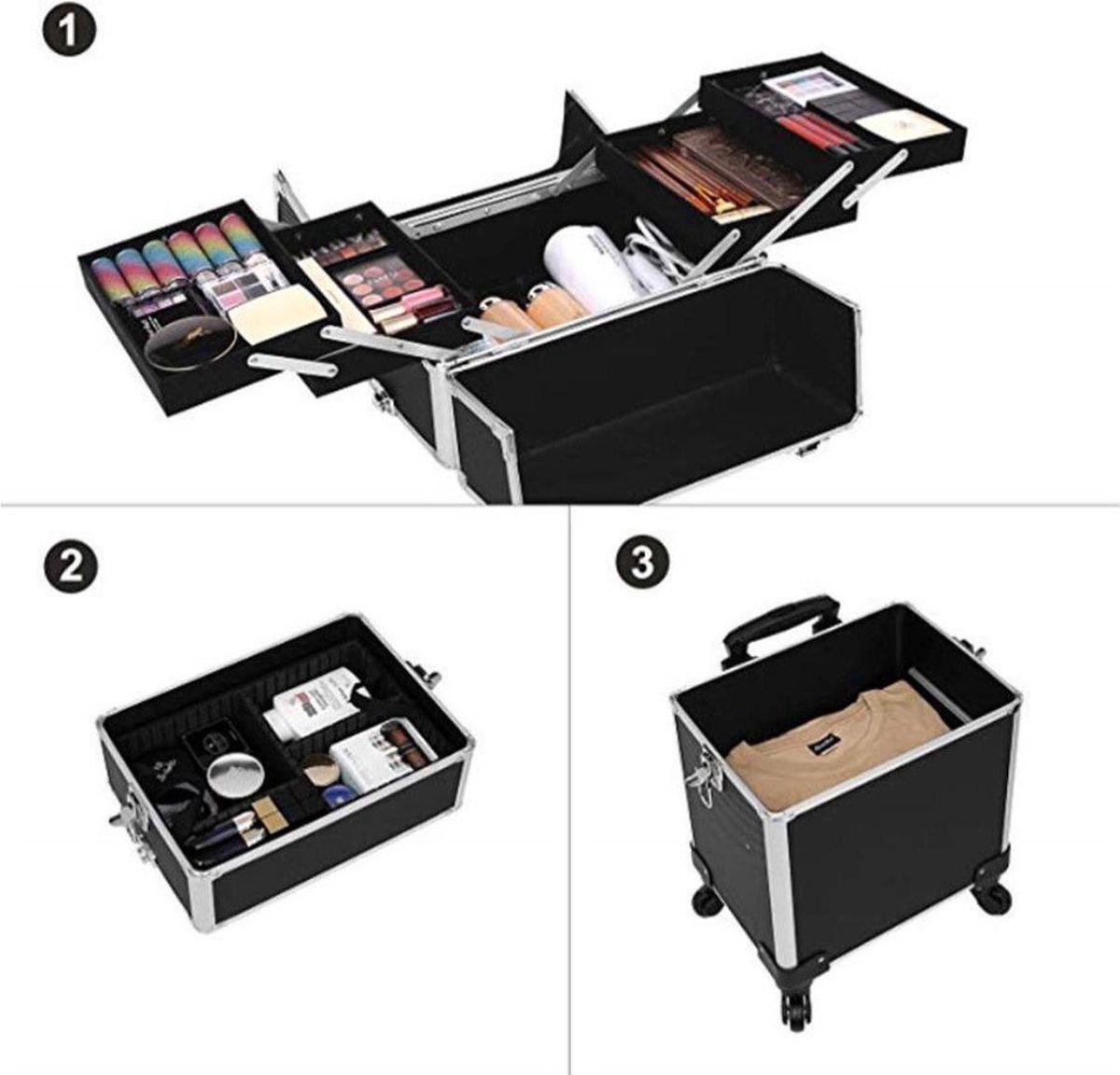 Make-up Koffer Roze Kleur 3 Delig 8 Wielen | Nage Koffer | Beautycase ...