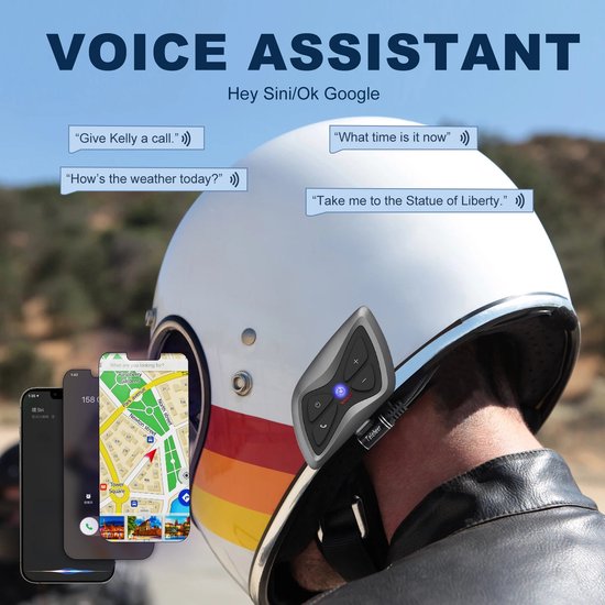 Teleheer T6 Plus Motorhelm Bluetooth Headset Intercom 2 Rijders 1500M ...