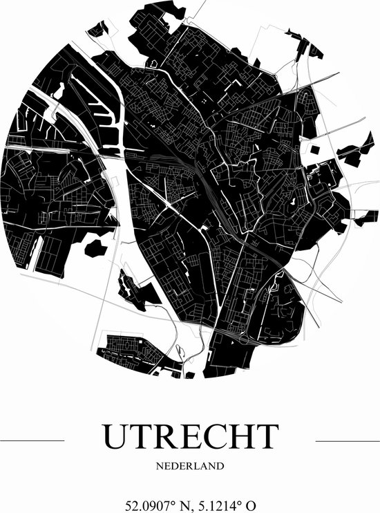 Kaart Utrecht - Utrecht muurdecoratie - Schilderij map Utrecht ...