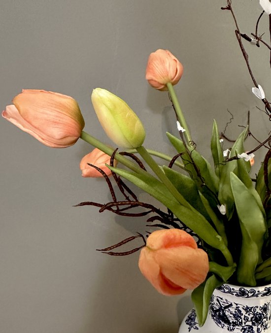 Seta Fiori - Tulpen boeket - kunst tulp - real touch - peach - kunststof tulp - 10... | bol