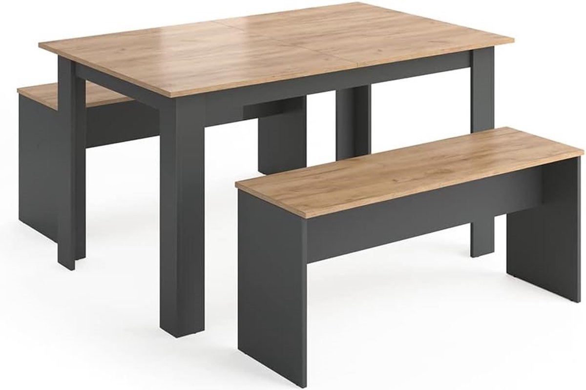 D&B Tafel - Eettafel - Set Met 2 Bankjes - Compleet - Eettafel Set ...