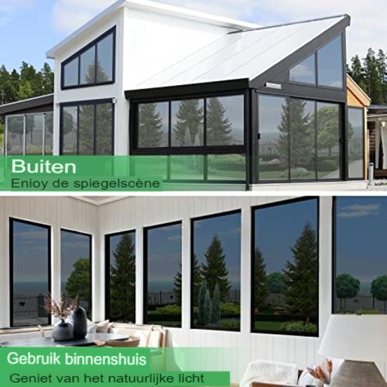 Raamfolie anti inkijk spiegeleffect - Raamfolie zelfklevend - Raamfolie ...