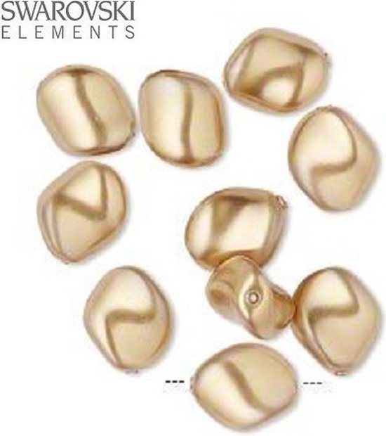 Swarovski Elements, 20 stuks Swarovski curve parels, 9x8mm, bright gold ...
