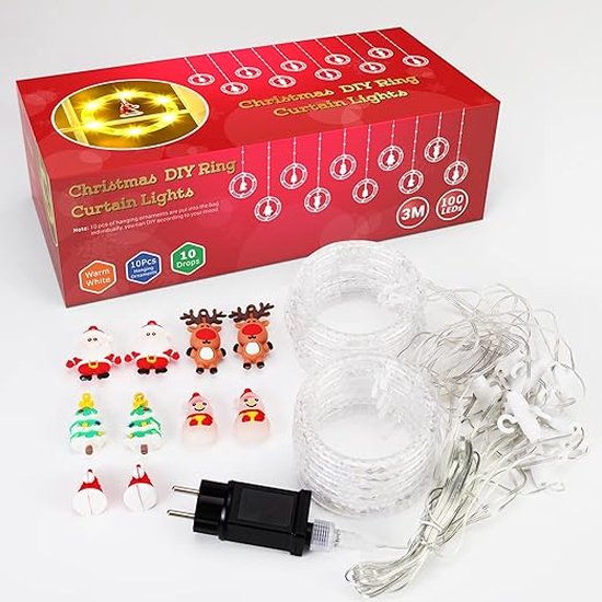 GlobaLink Kerstdecoratie raam verlicht met timer 3 meter 100 LED's ...