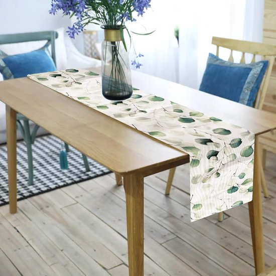 Groene tafelloper zomer lente eucalyptus keuken tafel decoratie binnen buiten vakantie... | bol