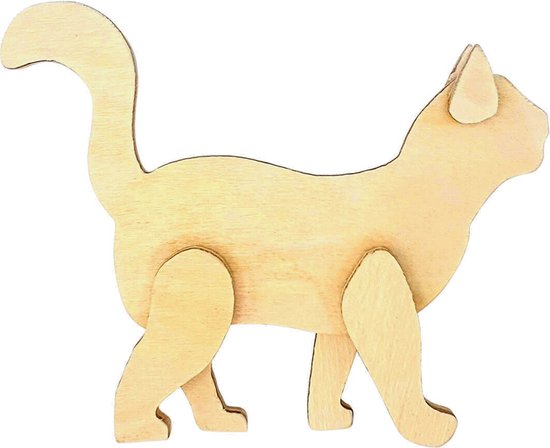Kat / Poes - Hout 3D Staand - Hobby & DIY - Duurzaam & Onbehandeld Hout ...