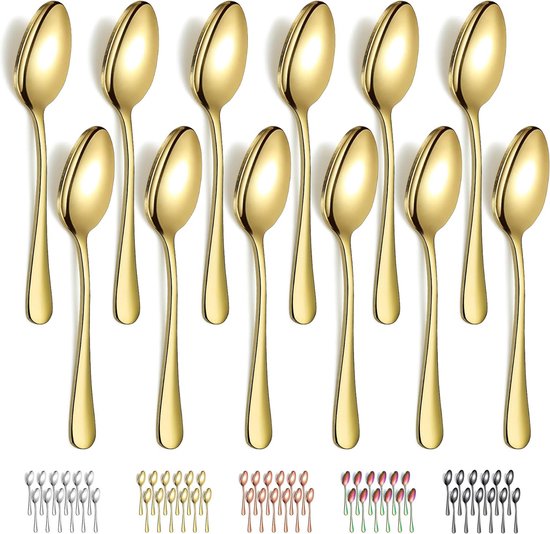 Gouden tafellepel, 12 stuks, goud titanium plating roestvrij staal, 18 ...