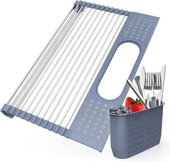 Opvouwbare roestvrijstalen afdruiprek schotel 44 x 39 cm afdruiprek en ...