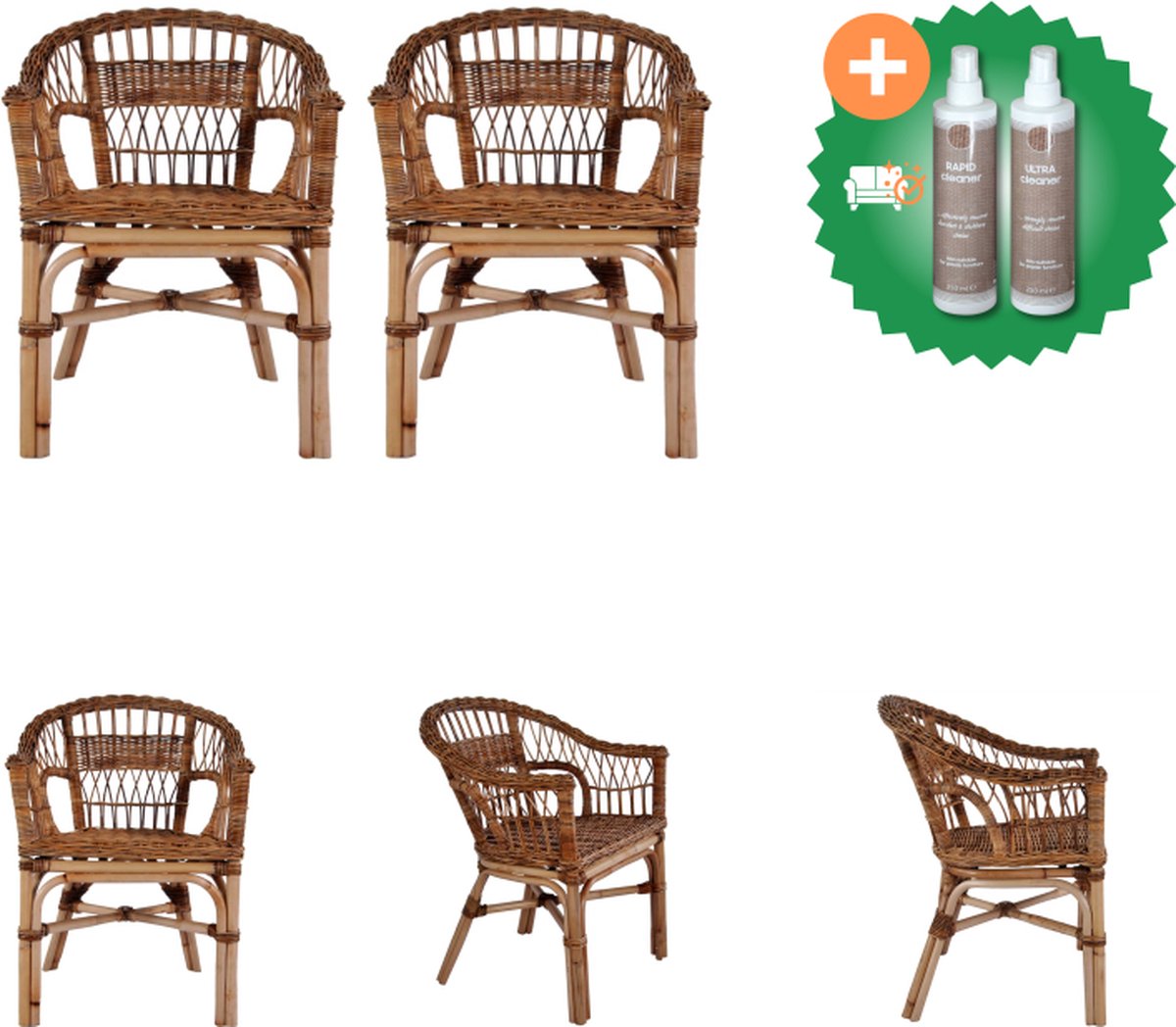 vidaXL Rattan tuinstoelen 55 x 59 x 81 cm waterbestendig houten poten ...