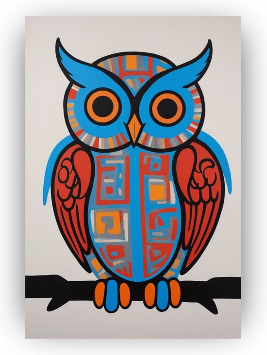 Uil Keith Harring stijl poster - Uil poster - Poster Keith Harring ...