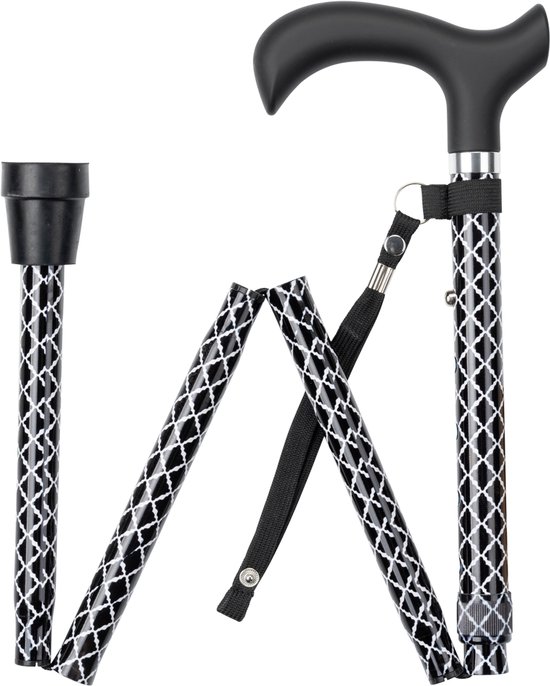 Wandelstok opvouwbaar zwart met Ruitjes met ergonomisch comfort handvat ...