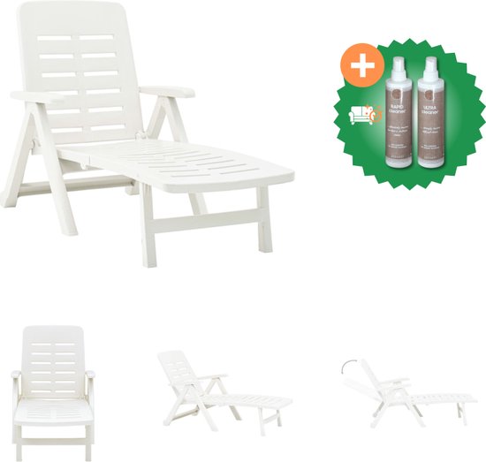 vidaXL Ligbed inklapbaar kunststof wit Ligbed Inclusief Onderhoudsset | bol