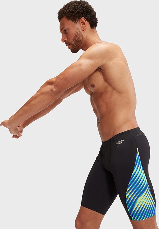 Speedo Mens Allover Digi V-Cut Jammer Black/True Cobalt | bol