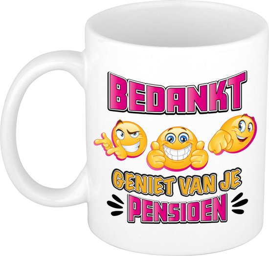 Bellatio Decorations Cadeau mok voor collega - afscheid/pensioen - roze/wit - keramiek... | bol