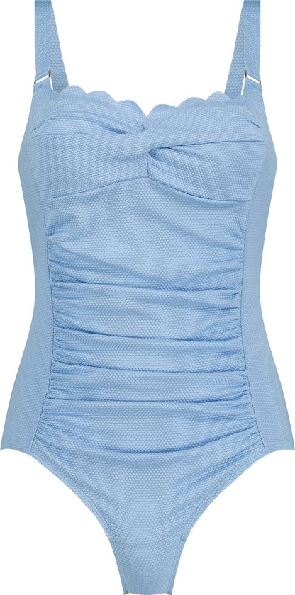 Hunkemöller Dames Badmode Badpak Shaping Scallop - Blauw - maat 40 | bol