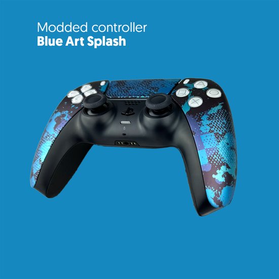 Playstation 5 controller – Blue Art Splash Modded Front & Backshell - Modded Dualsense... | bol