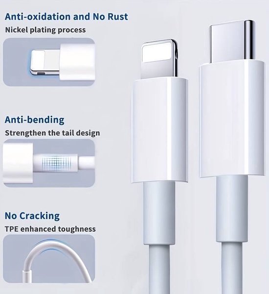 USB C naar Lightning Kabel Oplader - Oplaadkabel - Lightning Kabel - 1 ...