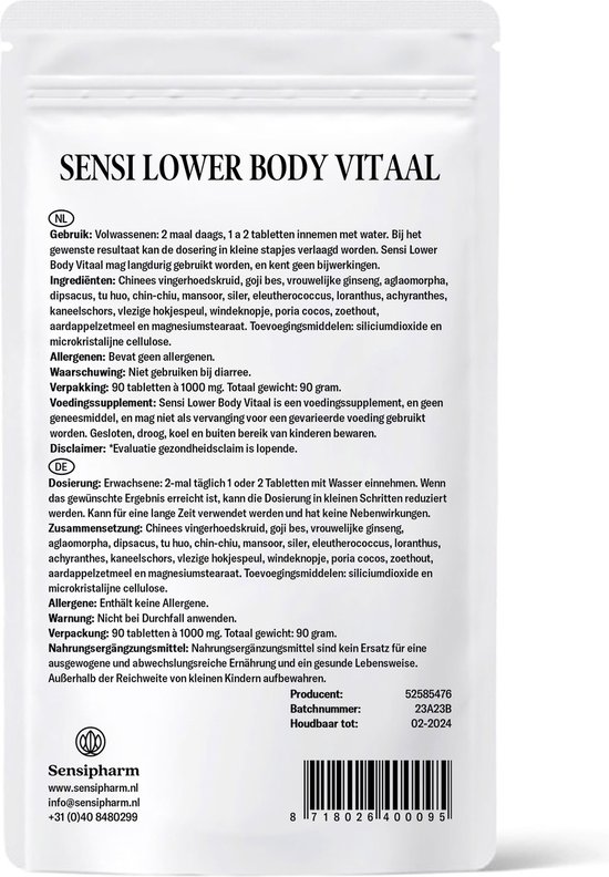 Sensipharm Sensi Lower Body Vitaal - Voedingssupplement bij Stijve ...