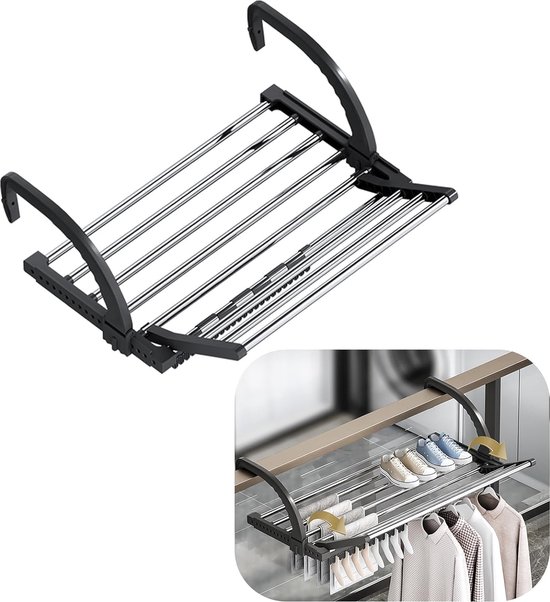 Droogrek, inklapbaar, hangend wasrek, roestvrij staal, verstelbare arm ...
