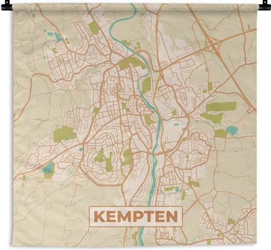 Wandkleed - Wanddoek - Kempten - Plattegrond - Vintage - Kaart ...
