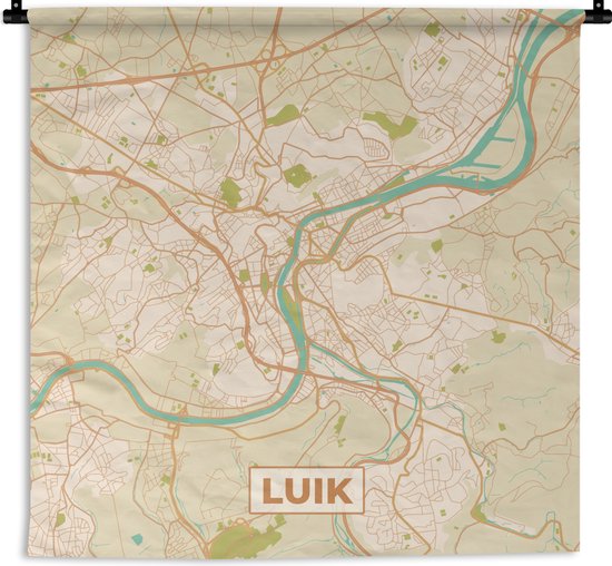 Wandkleed - Wanddoek - Luik - Kaart - Vintage - Plattegrond ...