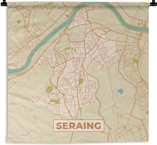 Wandkleed - Wanddoek - Vintage - Kaart - Seraing - Plattegrond ...