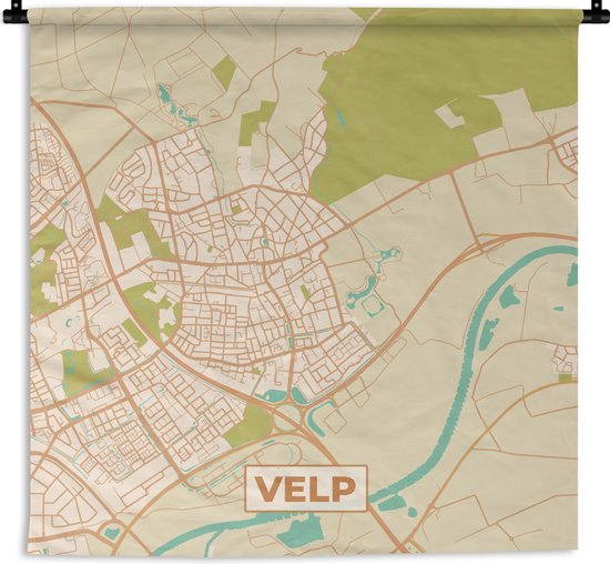 Wandkleed - Wanddoek - Kaart - Plattegrond - Stadskaart - Velp - 60x60 ...