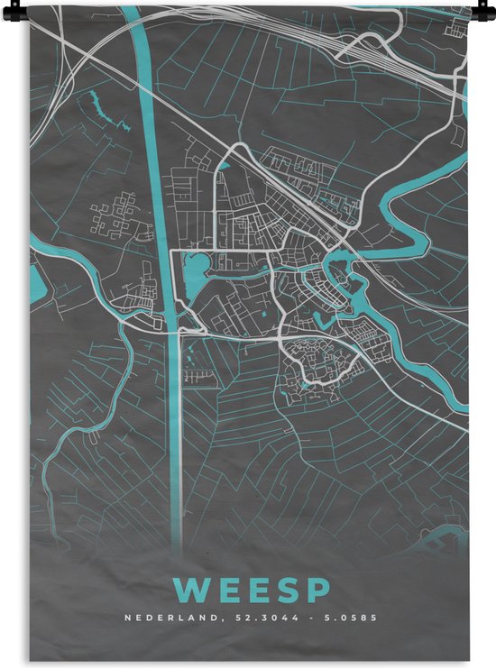 Wandkleed - Wanddoek - Weesp - Stadskaart - Kaart - Plattegrond ...