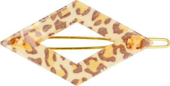 Haarspeld Clip Open Ruit Vorm Panter Print Goud Bruin Beige | bol