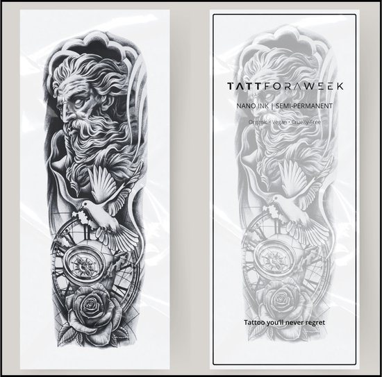 Nep tattoo sleeve neptunus | Tattoo sleeve voor volwassenen | Blijft 15 ...