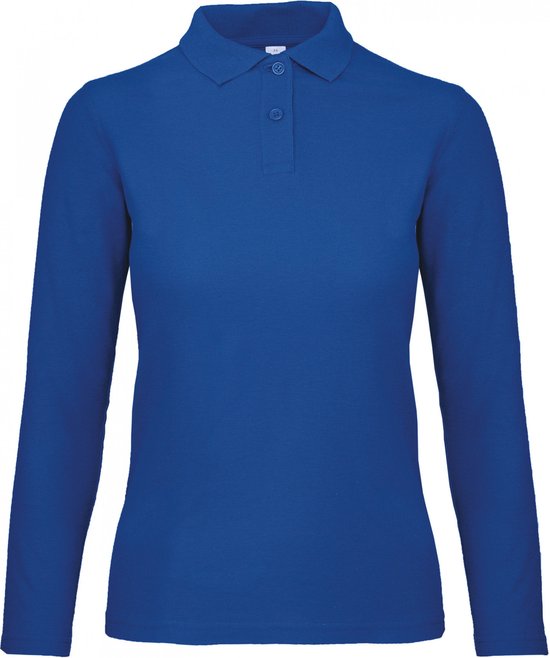 Polo Dames XL B&C Kraag met knopen Lange mouw Royal Blue 100% Katoen | bol