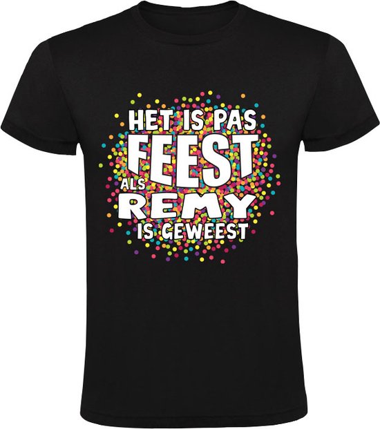 Het is pas feest als Remy is geweest Heren T-shirt - carnaval - feestje ...