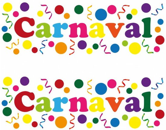 Carnaval/party decoratie raamsticker - 4x - gekleurde letters ...