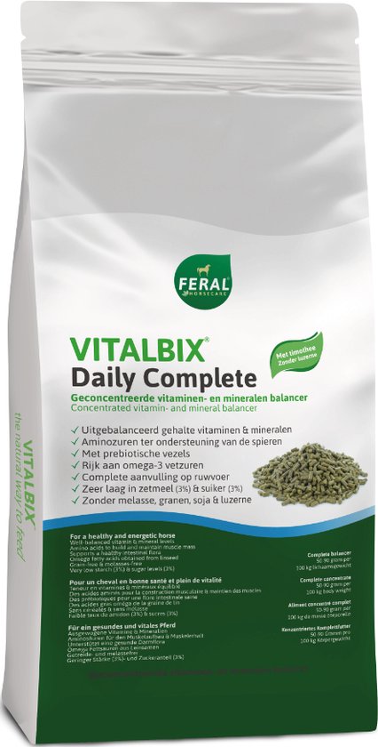 Vitalbix Daily Complete Timothy - Vitamine & mineralen voor paard - 14 ...