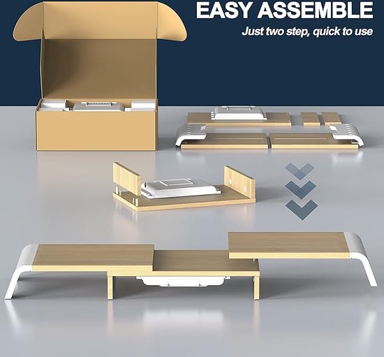 Dubbele Monitorstandaard Hout PC Laptop Computer Schermverhoger,... | bol
