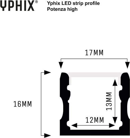 LED strip profiel Potenza aluminium hoog 1m incl. transparante afdekkap | bol
