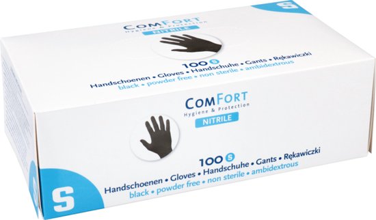 Handschoenen Nitril Ongepoederd Zwart S 100 stuks - Omdoos 10x | bol