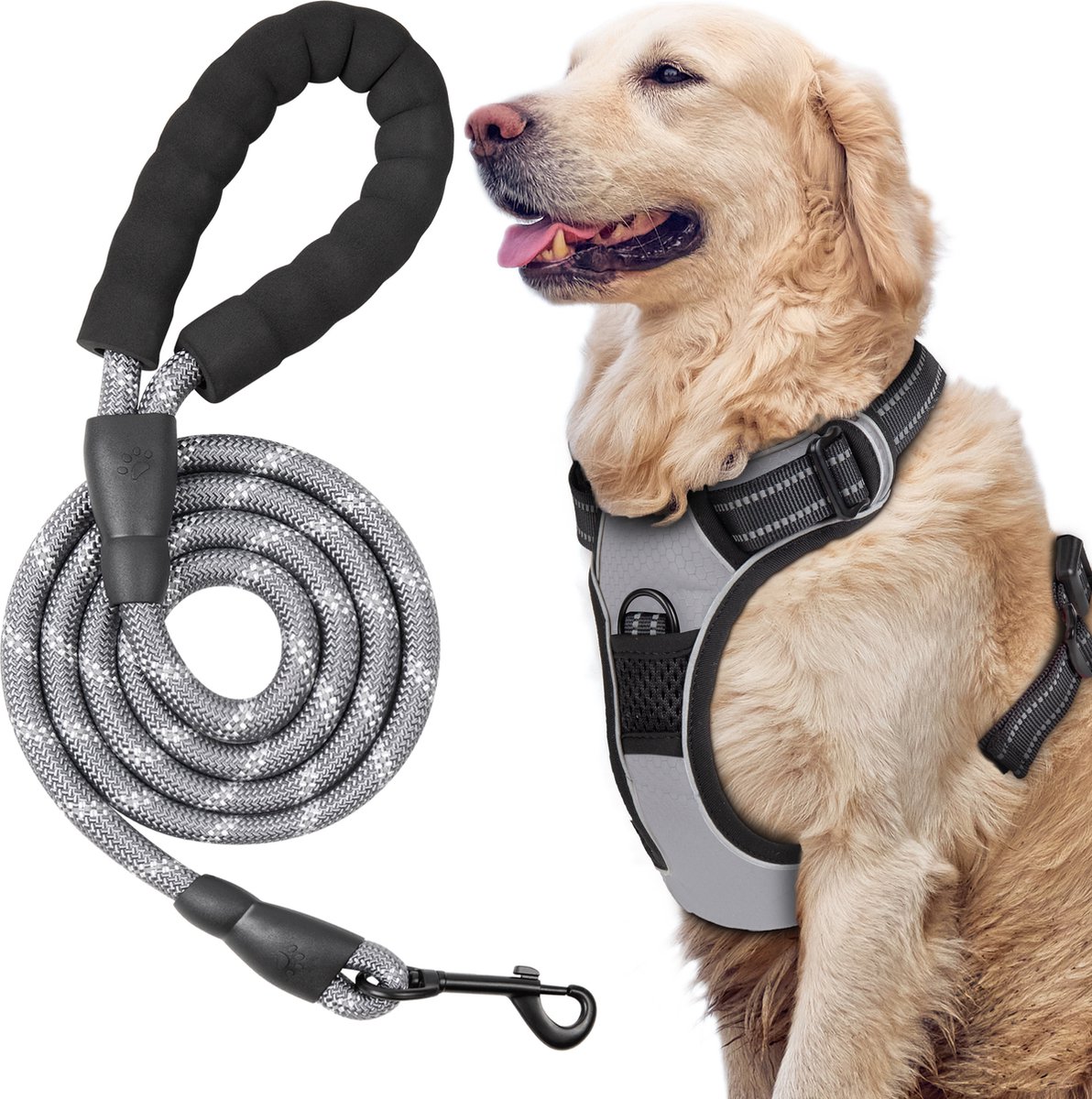 Filo Anti Trek Hondentuig M met Hondenriem Grijs - Y Tuig Hond Verstelbaar - Easy Walk... | bol