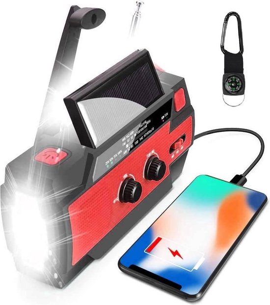 noodradio solar opwindbaar radio Multifunctionele buitenradio crank ...