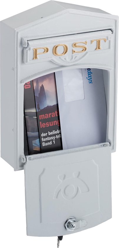 brievenbus retro, met gouden opschrift "post", 31,5 x 23 x 9 cm ...