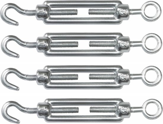 AMIG Spanschroeven/draadspanner met haak/oog - 4x - 12.5cm - verzinkt ...